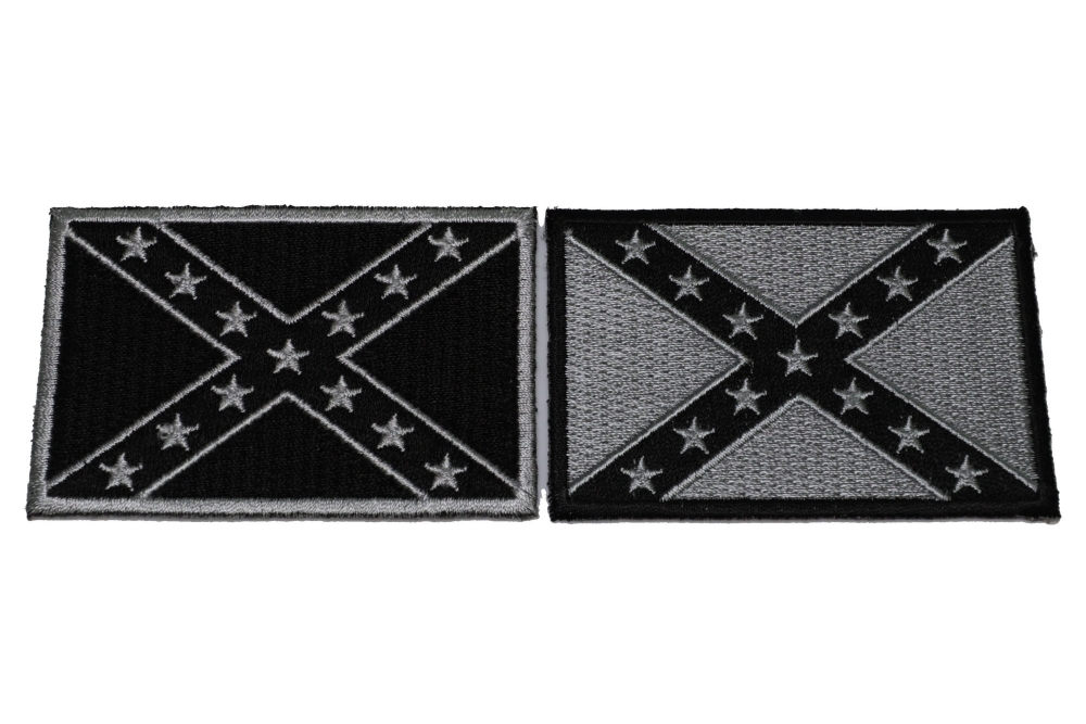 Set of 2 Black and White Rebel Flag Patches by Ivamis Patches