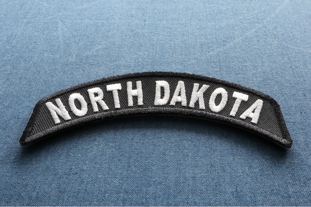 North Dakota State Embroidered Small Iron On Rocker Patch by Ivamis Patches
