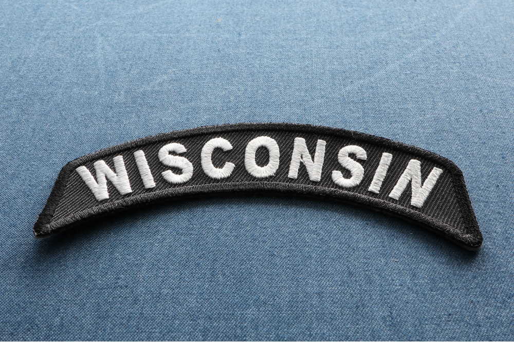 Wisconsin State Embroidered Small Iron On Rocker Patch by Ivamis Patches