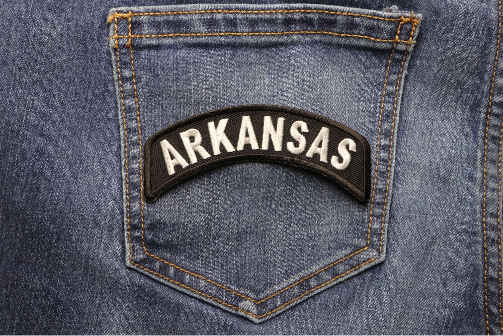 Arkansas State Embroidered Small Iron On Rocker Patch by Ivamis Patches