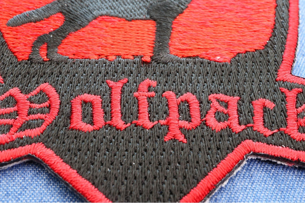 Wolfpack Patch In Red With Howling Moon | Embroidered Patches by Ivamis ...