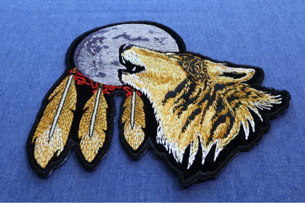 Howling Wolf Patch - Sew on Leather Jackets by Ivamis Patches