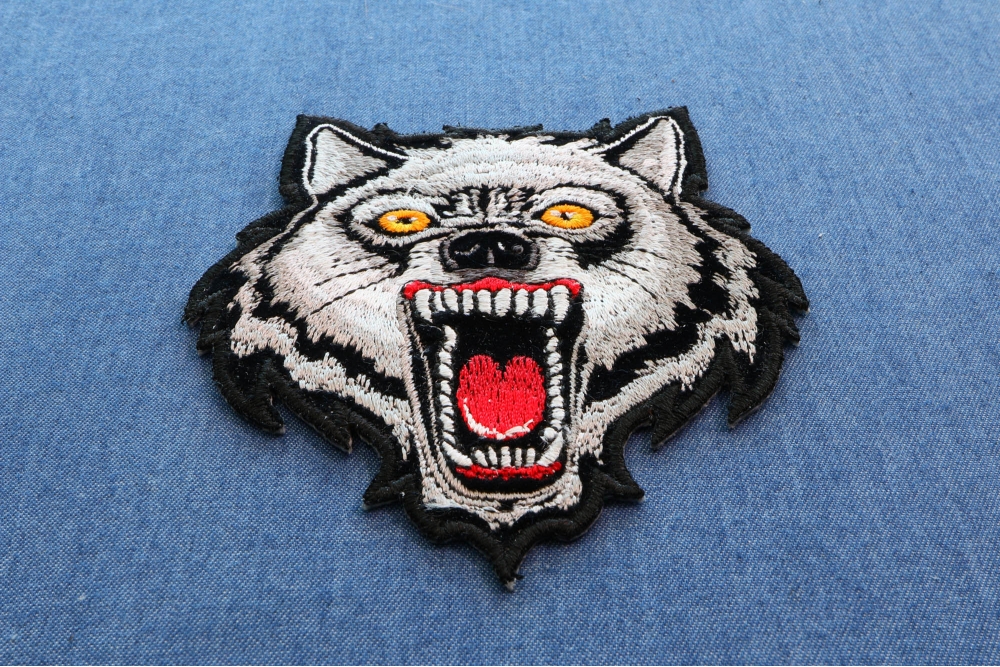 Small Wolf Patch - Embroidered With Yellow Eyes | Embroidered Patches ...