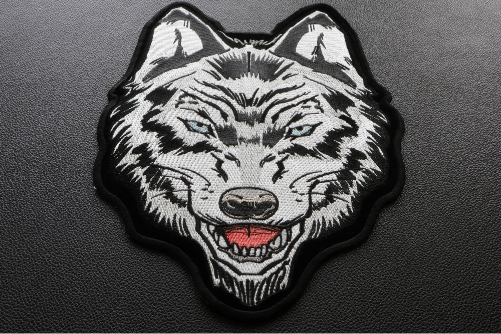 Gray Wolf Head Patch - Large Patch for Jacket by Ivamis Patches