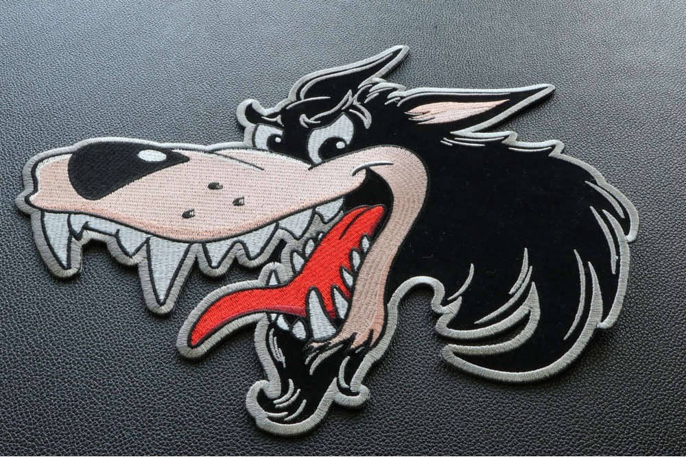 Large Cartoon Wolf Patch for Back of Leather Vests by Ivamis Patches