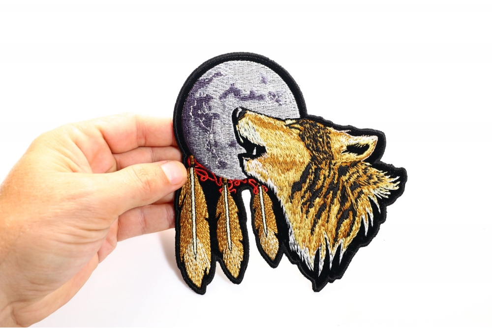 Howling Wolf Patch - Sew on Leather Jackets by Ivamis Patches
