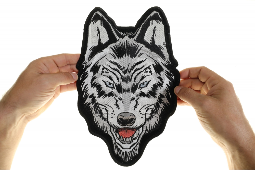 Gray Wolf Head Patch - Large Patch for Jacket by Ivamis Patches