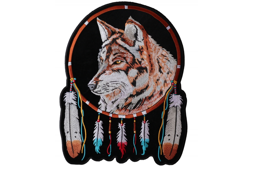 Wolf Large Back Patch for Jackets with Feathers by Ivamis Patches