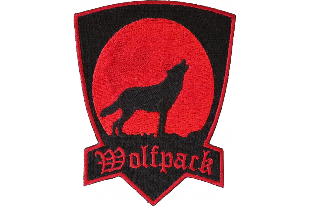 Wolfpack Patch In Red With Howling Moon | Embroidered Patches by Ivamis ...