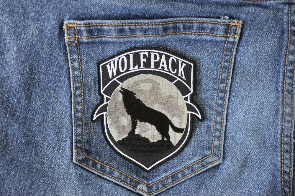 Wolfpack Patch Wolf Howling Moon Silhouette by Ivamis Patches