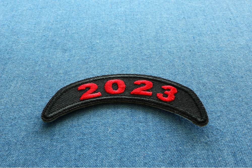 2023 Year Patch Upper Rocker Red by Ivamis Patches