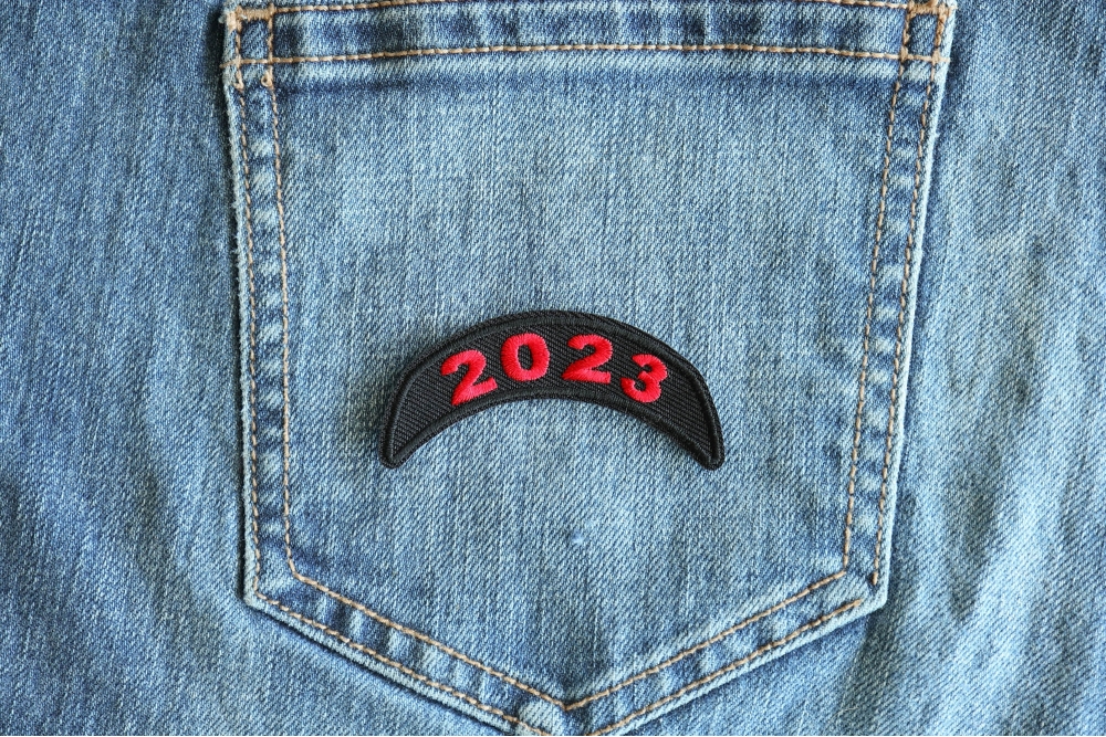2023 Year Patch Upper Rocker Red by Ivamis Patches