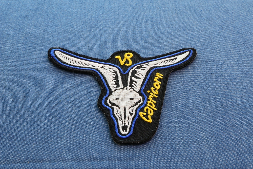Capricorn Skull Zodiac Sign Patch, Skull Patches by Ivamis Patches