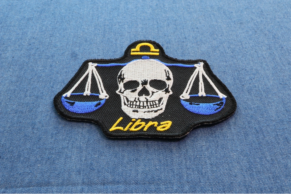 Libra Skull Zodiac Sign Patch, Skull Patches by Ivamis Patches