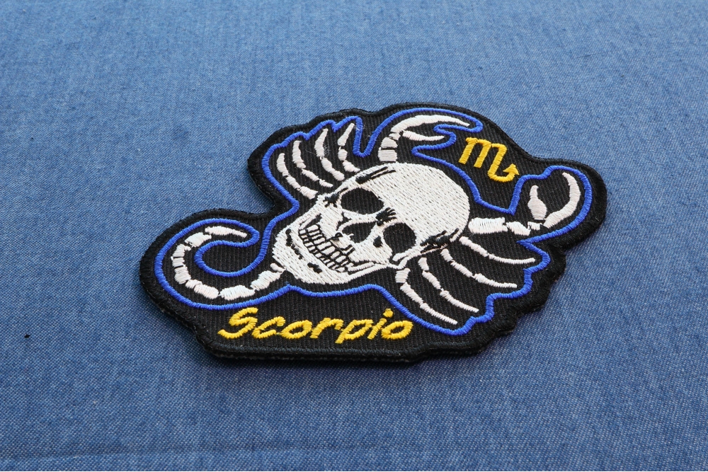 Scorpio Skull Zodiac Sign Patch, Skull Patches by Ivamis Patches