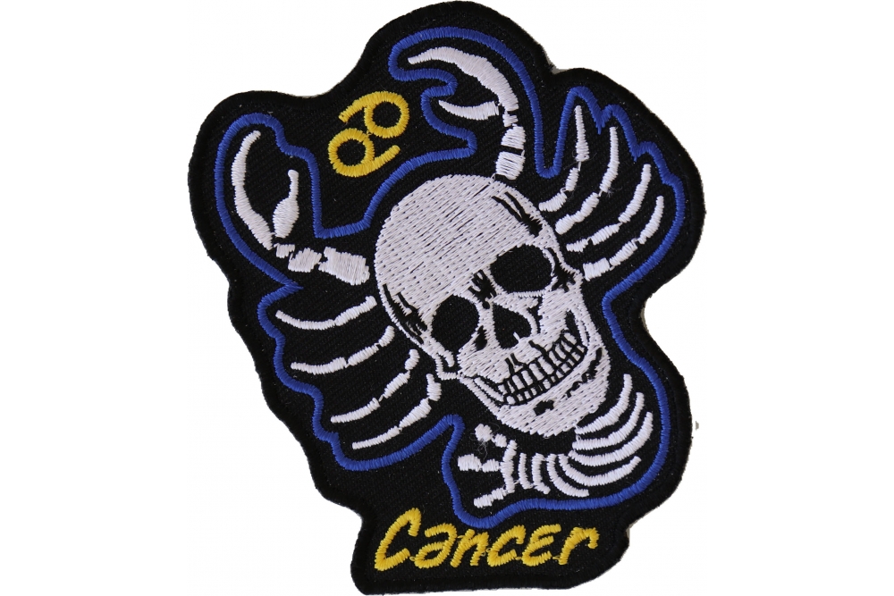 Cancer Skull Zodiac Sign Patch, Skull Patches by Ivamis Patches