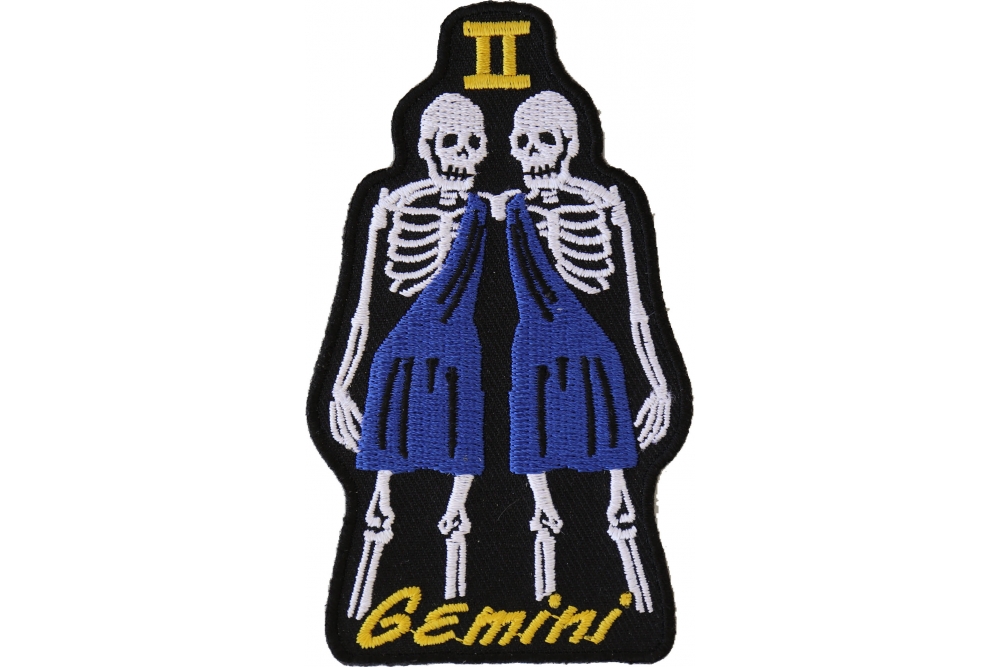 Gemini Skull Zodiac Sign Patch, Skull Patches by Ivamis Patches