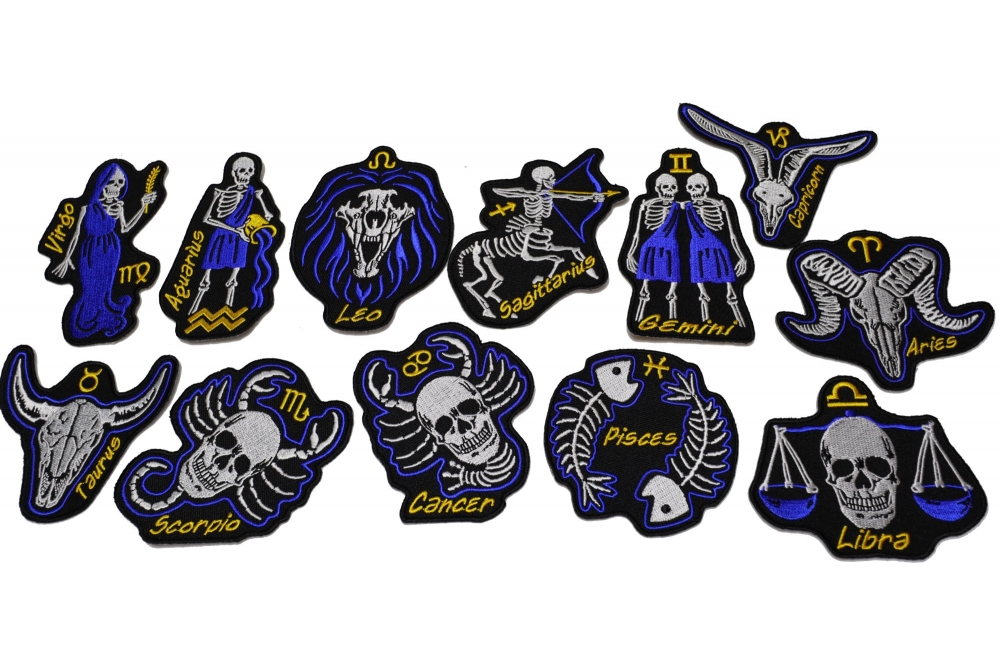 Skulls Collection of Zodiac Sign Patches by Ivamis Patches