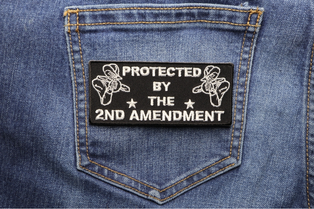 Rectangle Protected By 2nd Amendment Tommy Skull Patch | Embroidered Patches