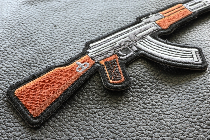 AK-47 Embroidered Gun Patch Points Right | Embroidered Patches by Ivamis Patches
