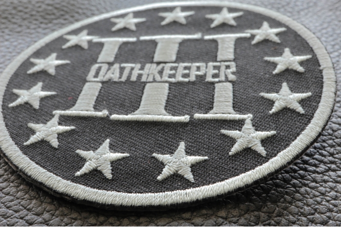 Three Percenter Oathkeeper Round Patch Gray | Embroidered Patches by Ivamis Patches