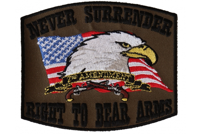 Never Surrender 2nd Amendment Patch In Army Green Color | US Military ...