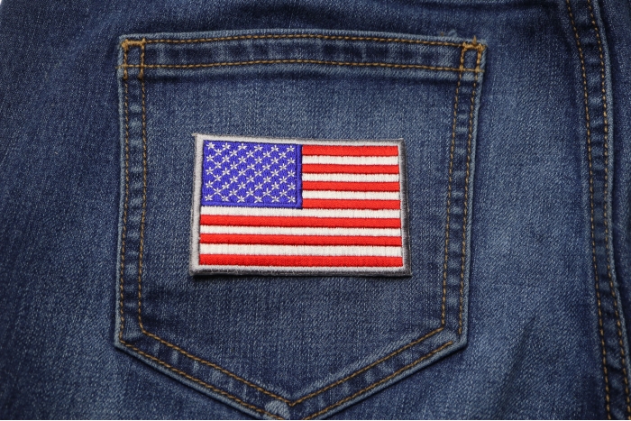 American Flag Patch Silver Border | Embroidered Patches by Ivamis Patches
