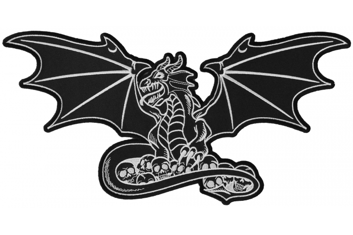 Black Dragon Skulls Embroidered Iron on Patch - TheCheapPlace