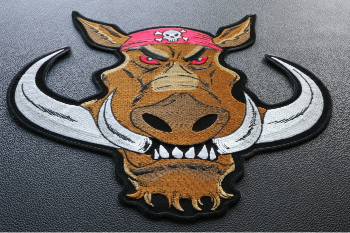 Large Wild Hog Patch for Back of Biker Jackets by Ivamis Patches