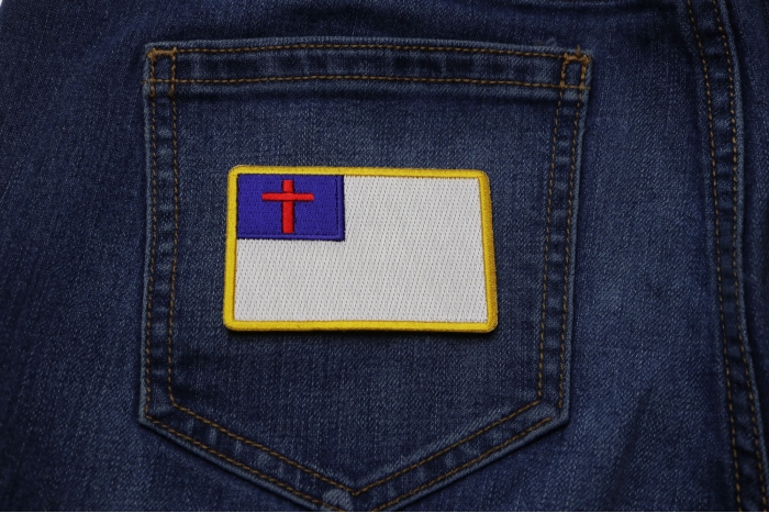 Iron On Christian Flag Small Patch | Embroidered Patches by Ivamis Patches
