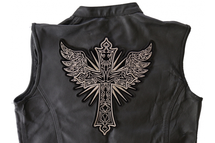 Large Cross Patch for Back of Leather Jackets by Ivamis Patches