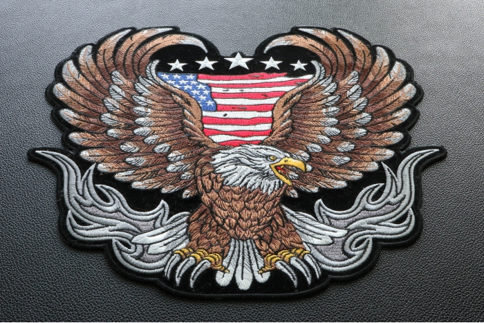 Large Eagle with American Flag Raised Wings Patch for Jackets by Ivamis ...