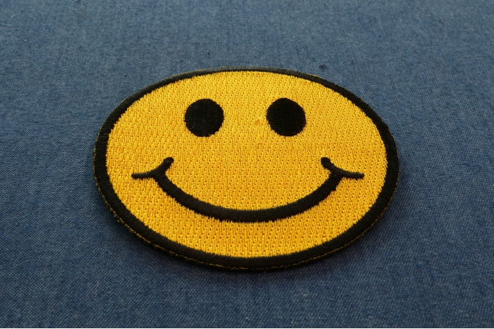 Yellow Smiley Face Embroidered Iron On FUN Patch | Embroidered Patches by Ivamis Patches