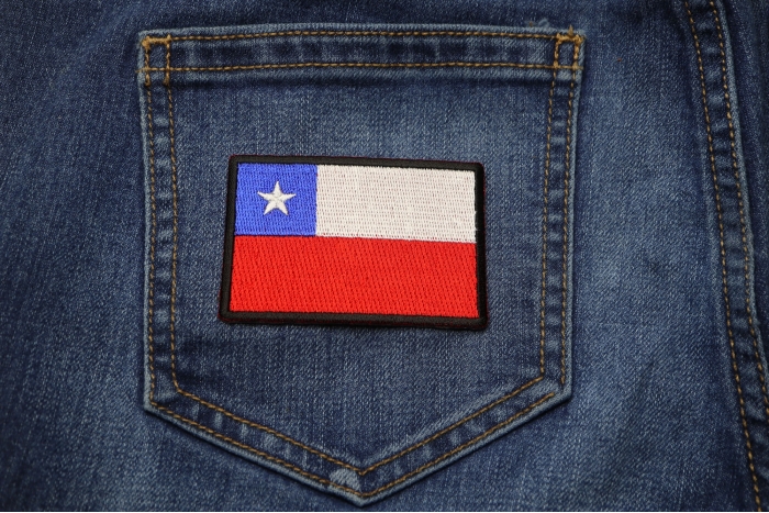 Chile Flag Patch shown on jeans