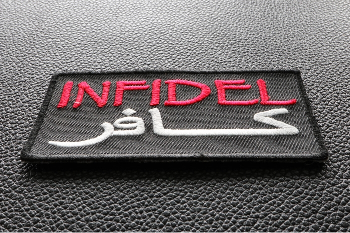 Infidel Patch With Arabic In Red - Embroidered and Iron On Emblem ...