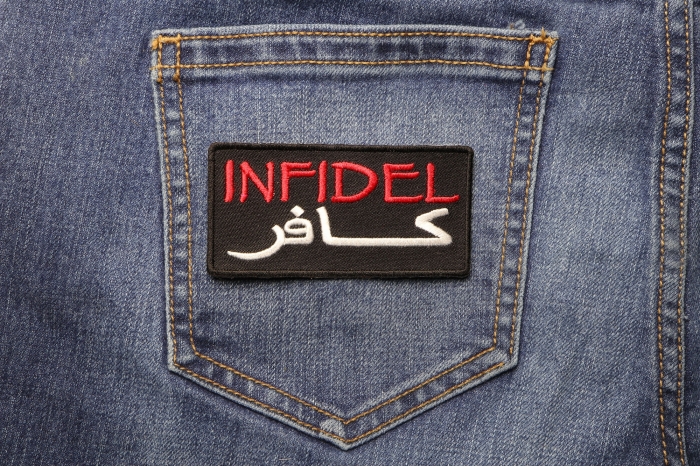 Infidel Patch With Arabic In Red - Embroidered and Iron On Emblem ...