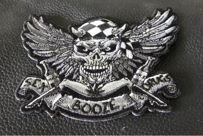 Biker Skull Patch for Sewing or Ironing on to Jackets by Ivamis Patches