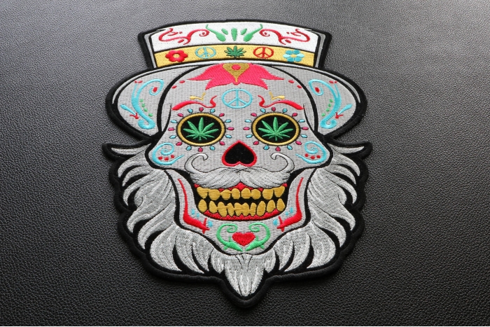 Large Sugar Skull Patch for Back of Biker Vests by Ivamis Patches