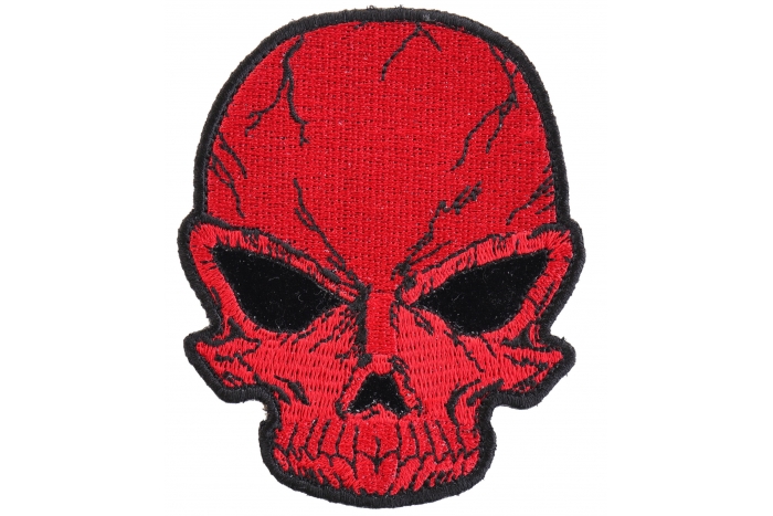 Small Cracked Skull Patch Red