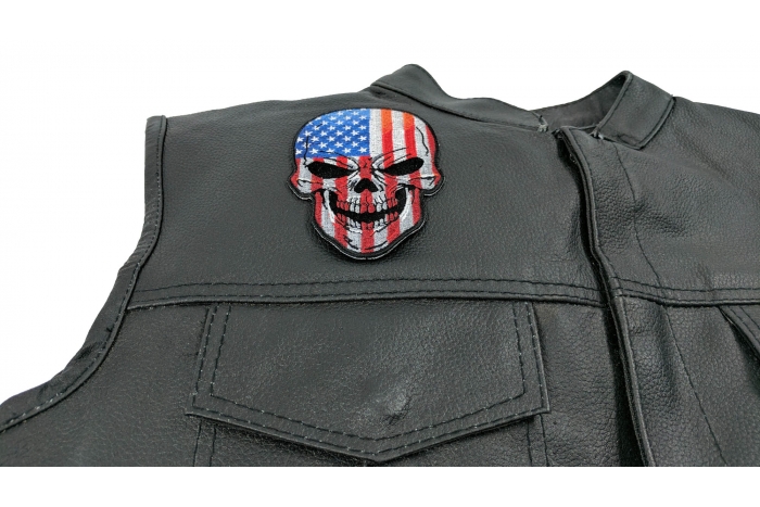 American Flag Skull Patch for Jackets by Ivamis Patches