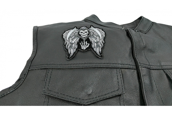 Skull and Wings Patch for Sewing or Ironing on to Jackets by Ivamis Patches