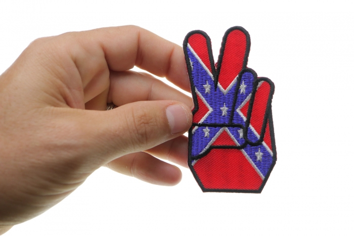 Rebel Flag Peace Fingers Patch | Embroidered Patches by Ivamis Patches