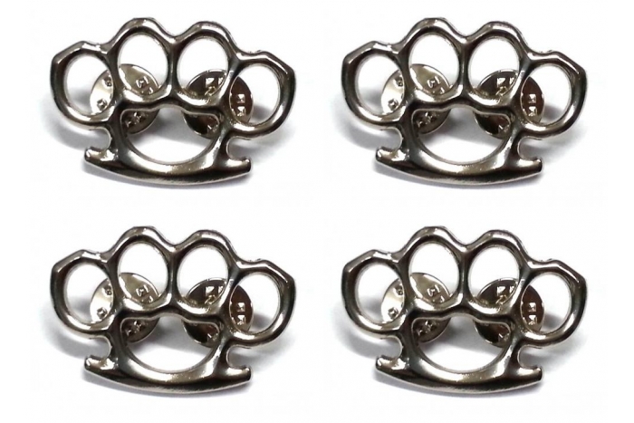 4 Pack Of Silver Finished Brass Knuckles Pin For Clothing by Ivamis Patches