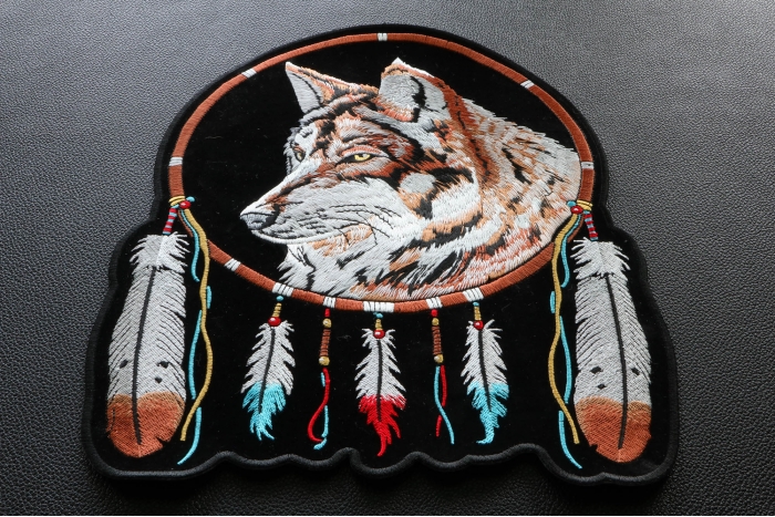 Wolf Large Back Patch for Jackets with Feathers by Ivamis Patches