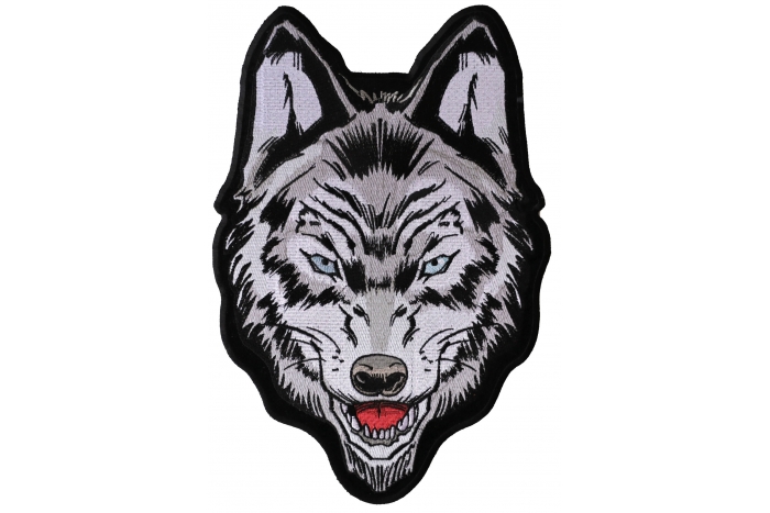 Gray Wolf Head Patch - Large Patch for Jacket by Ivamis Patches