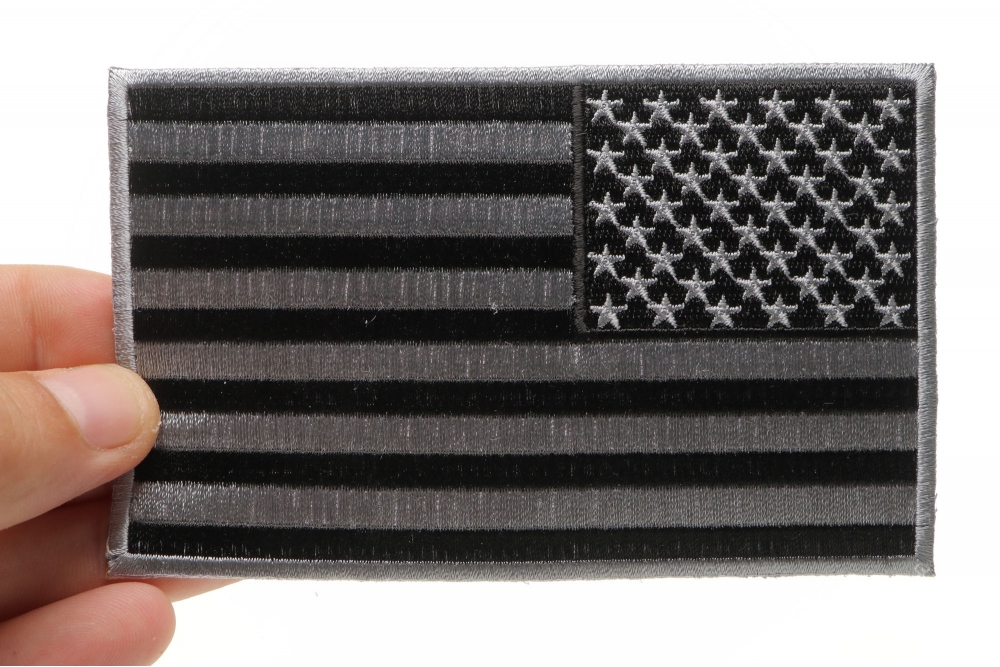 Black and Gray American REVERSED Flag Patch