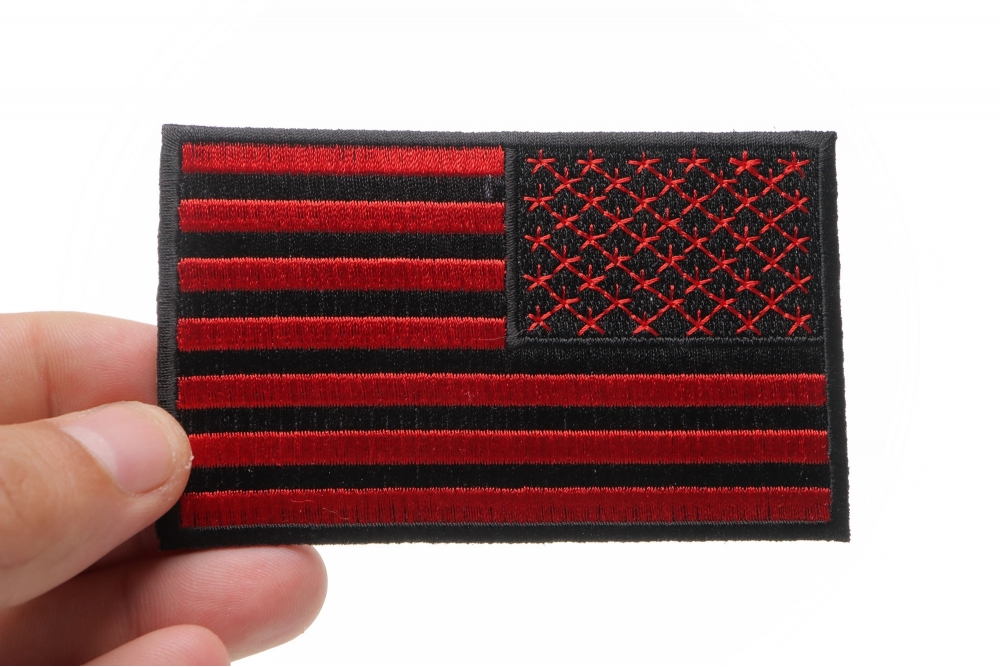 Black And Red Reversed American Flag Patch 4 Inch | US Military Veteran ...