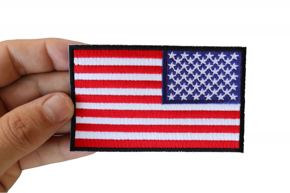 Reversed US Flag Patch 4 Inch Black Border | American Flag Patches -TheCheapPlace