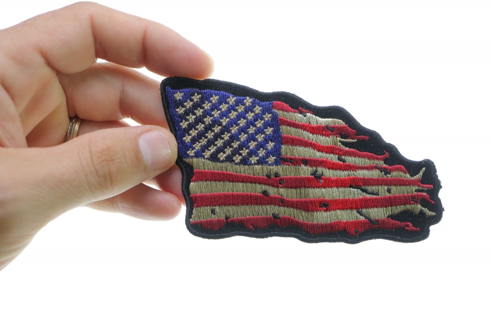 Tattered US American Flag Patch Small | American Flag Patches ...