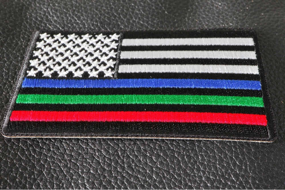Blue Green and Red Striped American Flag Patch - TheCheapPlace